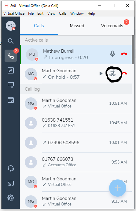 How to transfer a call using the 8x8 desktop app – Camb IT Support Ltd