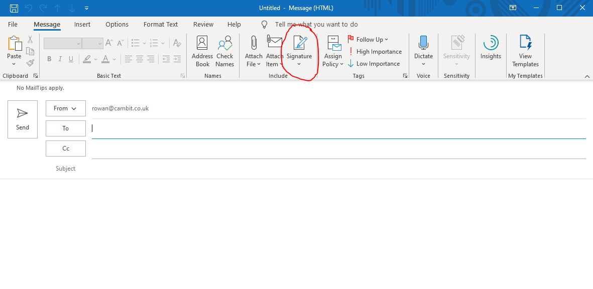 How to add a signature – Camb IT Support Ltd